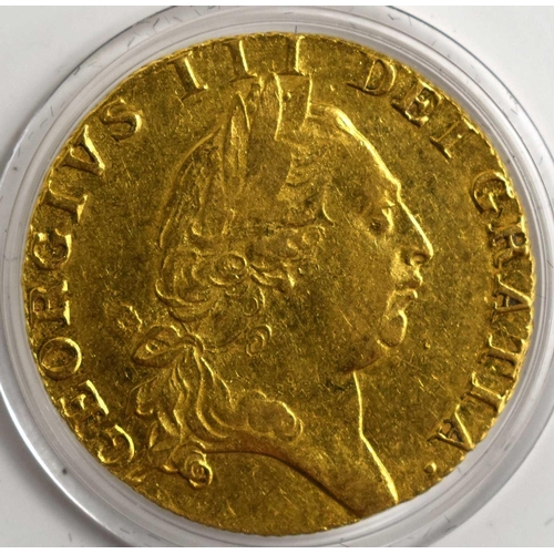 A George III 22ct gold Spade Guinea, dated 1790, fine condition, with ...