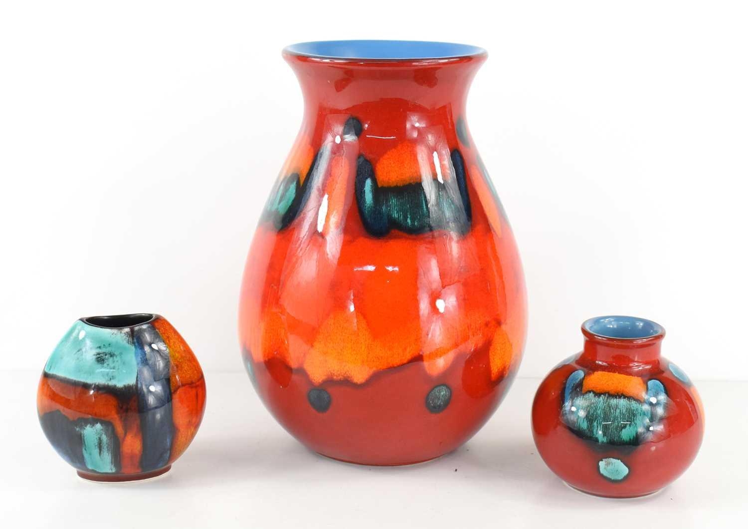 A Poole pottery vase decorated in the Volcano pattern, of baluster form ...