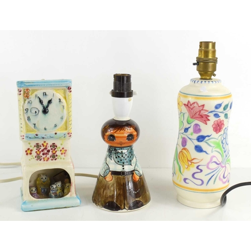 Three various lamp bases, comprising a Poole Pottery example, of ...