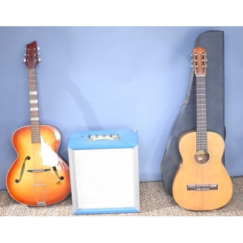 A vintage Framus acoustic guitar together with a Carlos Guermantes ...