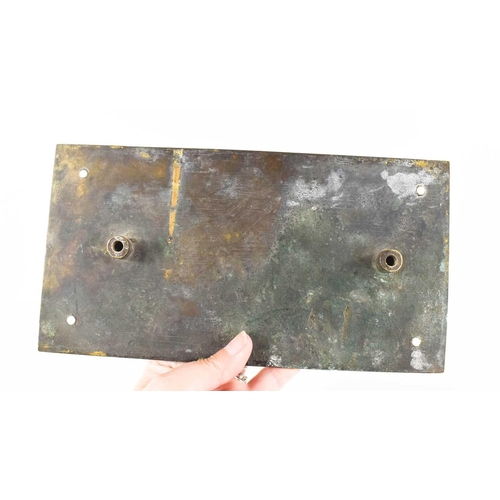 An antique brass bank wall sign / plaque, 24.5cm by 13cm.