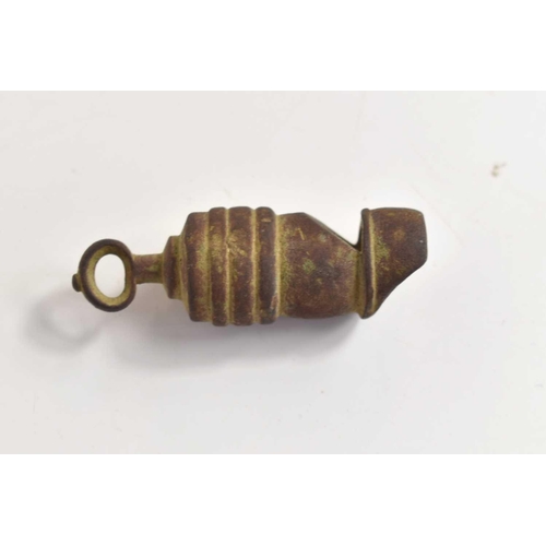 A post medieval hawking whistle, 5cm.