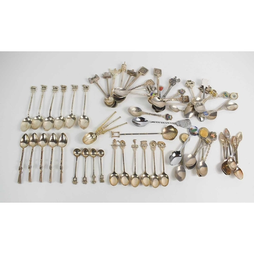 A selection of silver and silver plated spoons, to include a set of six ...