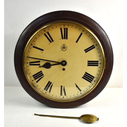 A WWII period RAF mahogany cased wall clock, with Roman Numeral dial ...