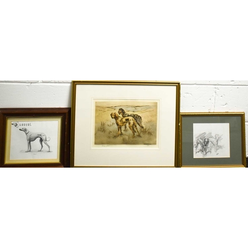 Michael Lyne (20th century): Hounds, graphite drawing, with certificate ...