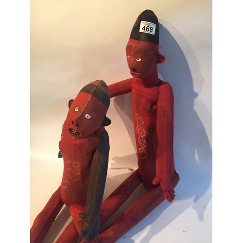 x2 large cloth bembe dolls. Measures sit 69cm high with legs being 43cm