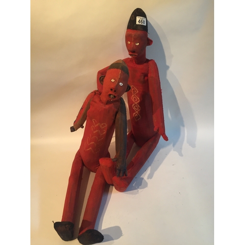 x2 large cloth bembe dolls. Measures sit 69cm high with legs being 43cm
