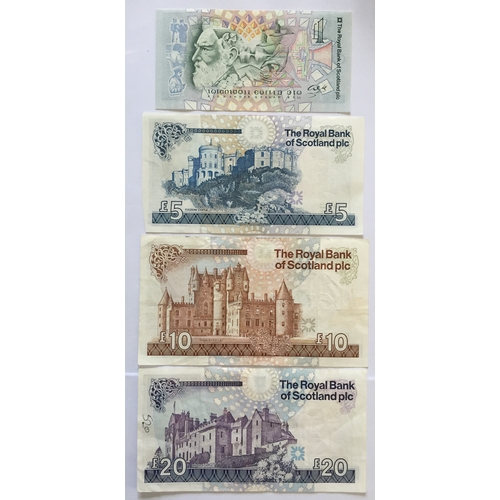 Royal Bank Of Scotland Plc Banknotes To Include 1,5,10,20 Pound Notes ...