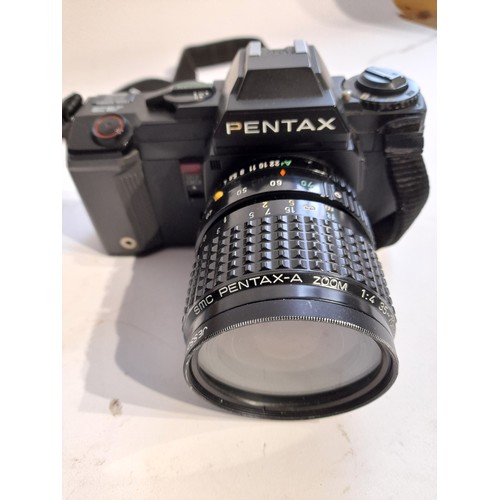 Pentax A3 35mm Camera and Lens with another lens, flashgun, and filters ...