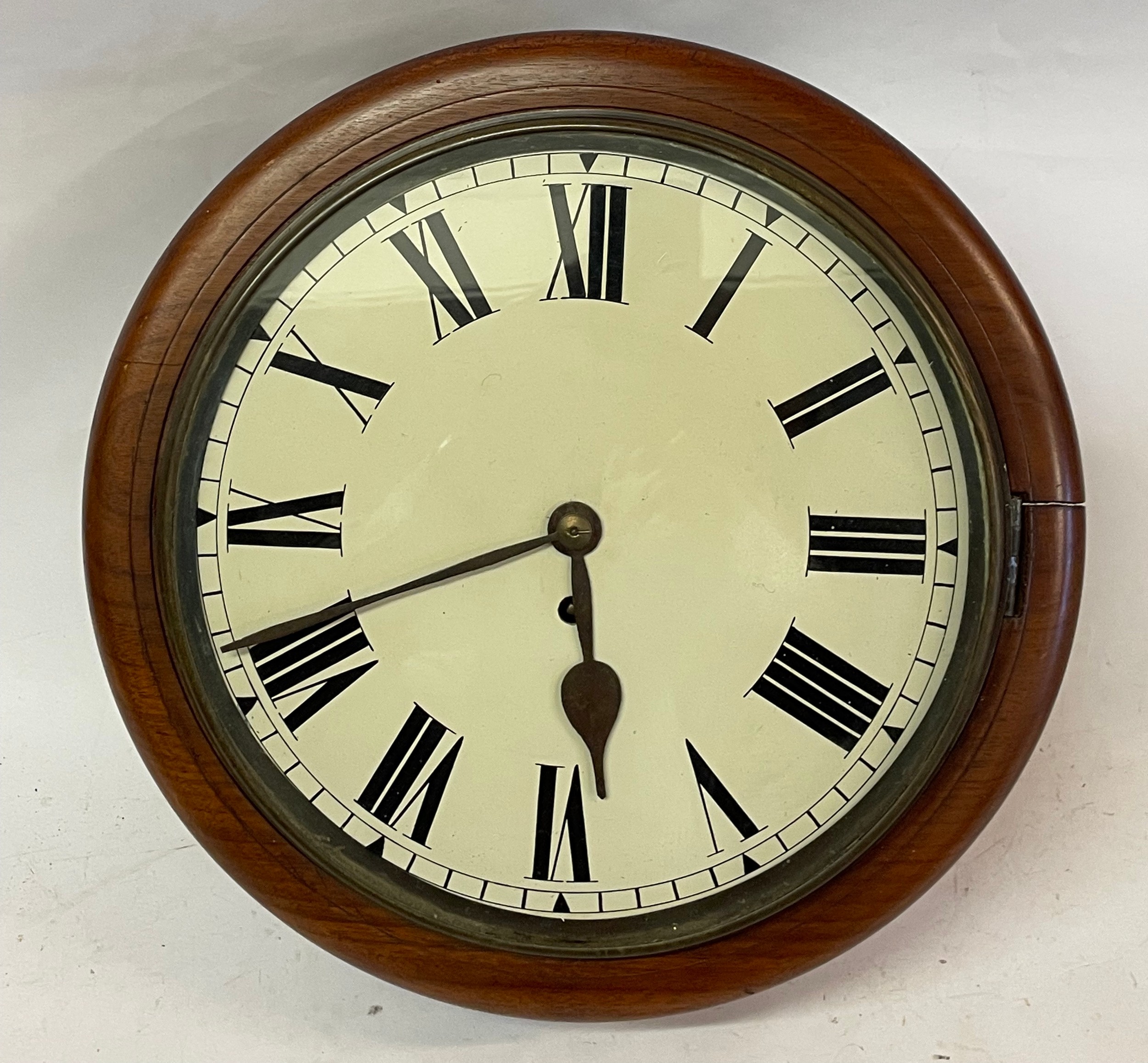 Vintage School Clock With Fusee Movement 39 cms Diameter.