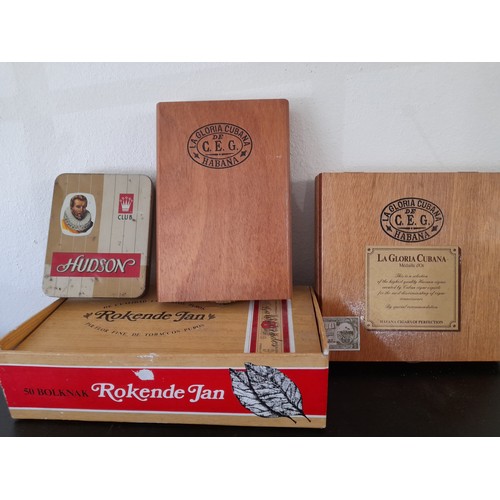 4 x Cigar Boxes, 3 containing Cigars