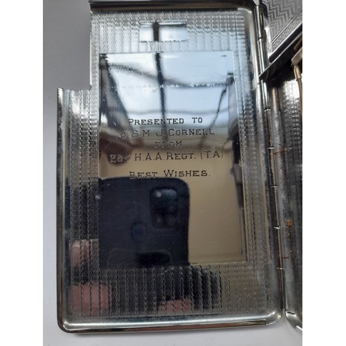 Cigarette case 13cm wide with fitted lighter by Kincraft in a state ...