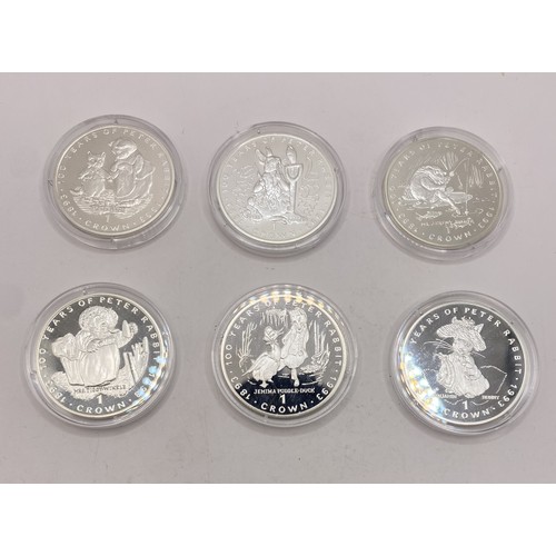 Collectible Pobjoy Mint Proof Commemorative 925 Silver Peter Rabbit Set ...