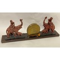 Vintage Oriental Style Carved Wood Dinner Gong with Elephant Figures ...