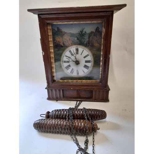 Vintage Wall Clock with Acorn weights