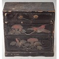 small table top chest of 3 drawers with painted decoration, 14cm x 7cm ...