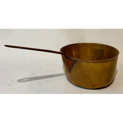 Two Thick Gauge Brass Jam Pans With Steel Handles And One Copper Double ...