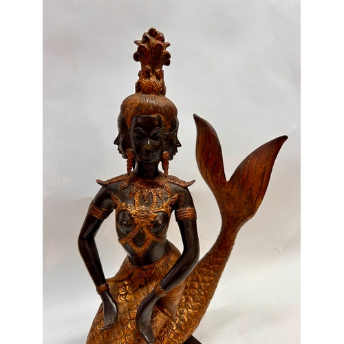 Decorative Gilt Thai Metal Figure Of A Quadruple Faced Mermaid Princes ...