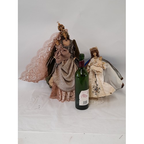 2 x Wax Head Religious Figures, tallest 47cm high