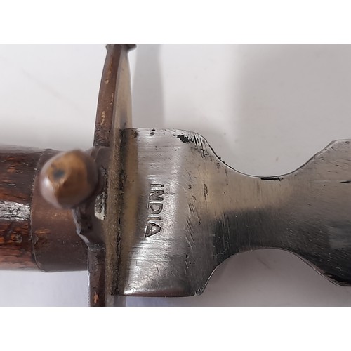 Indian Carving set in Carved wood Holder with Brass Fittings, 35cm long