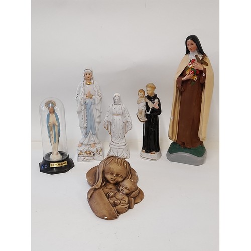6 x Religious ceramic/ plaster figures, tallest 34cm