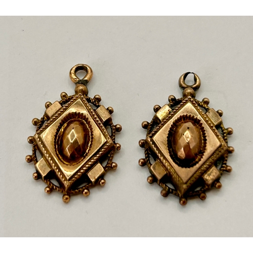Tested Due To No Hallmarks Pair Of 9Ct Gold Decorative Pendants. 2.5cm ...