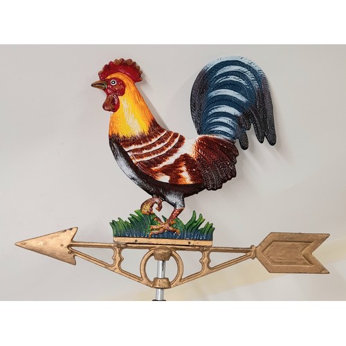 Cast Metal Wind Vane of a Cockrel, 70cm x 55cm