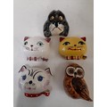 5 x Animal Ceramic wall Masks circa 13cm x 11cm
