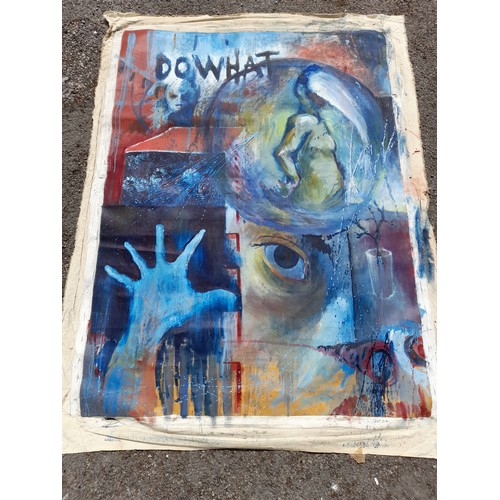 Large Loose Oil on Canvas entited 'All these to blame' signed Vincent ...