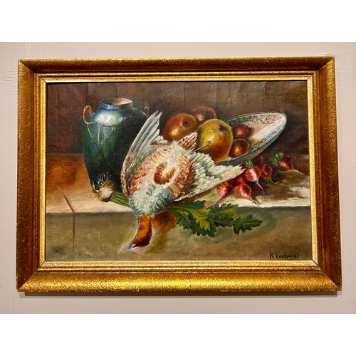 Gilt Framed Oil On Canvas Painting Of Still Life Dead Game. Signed ...