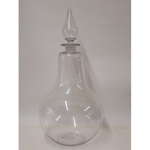 Large Clear Hand Blown Glass Apothecary Carboy, 65cm high