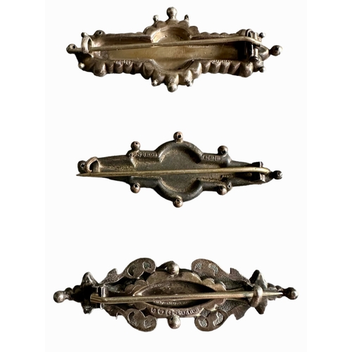 3 Antique Silver Brooches