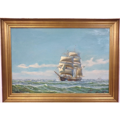 Christian Bogo (Copenhagen 1882-1945) 'Ship and small vessels at sea ...
