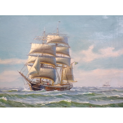Christian Bogo (Copenhagen 1882-1945) 'Ship and small vessels at sea ...