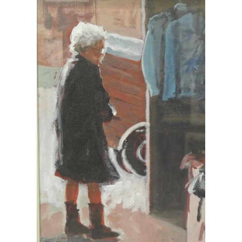 Rowland Davidson 'Stepping outside' oil on canvas 33x24cm signed