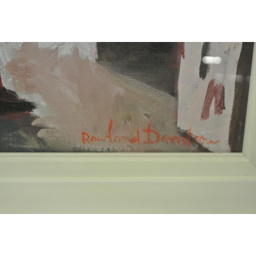 Rowland Davidson 'Stepping outside' oil on canvas 33x24cm signed