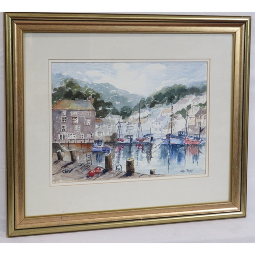 Kay Riley 'Inner Harbour, Polperro' watercolour 26x36cm signed