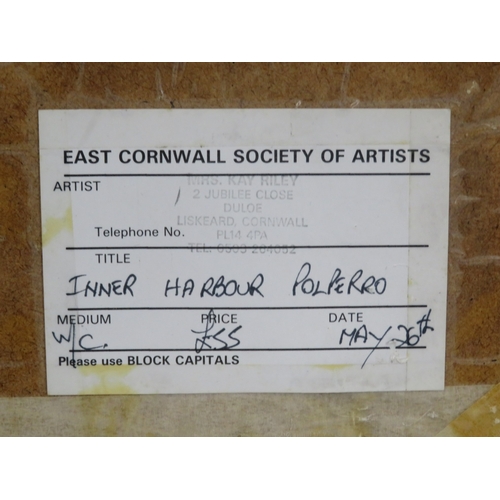 Kay Riley 'Inner Harbour, Polperro' watercolour 26x36cm signed