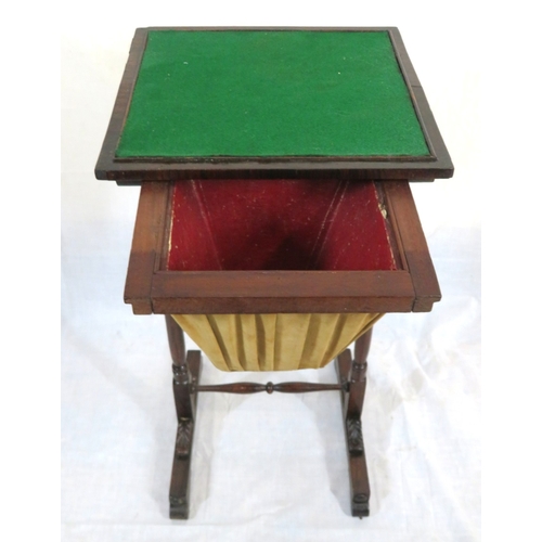 Victorian mahogany sewing table with upholstered top, pull-out material ...