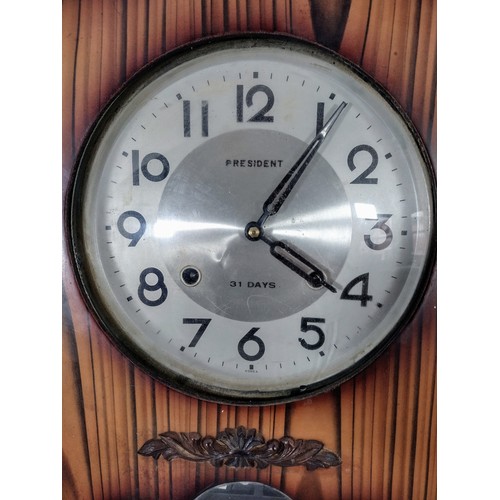 President Mid Century (Korean) 31 Day Mechanical Wall Clock for Restoration