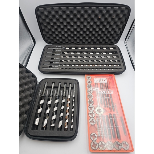 Erbauer SDS 12 wood drill bit set plus Tap and Die set.