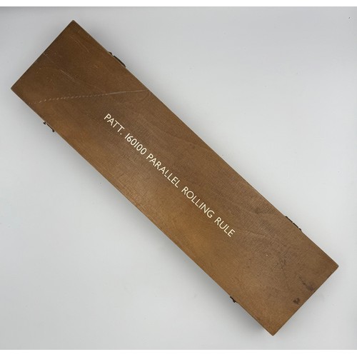 Vintage Brass rolling Ruler in Wooden Case Marked Patt 160100 Parallel ...