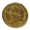 A VICTORIAN 22CT GOLD HALF SOVEREIGN, DATED 1899, SET IN A LATER 9CT ...