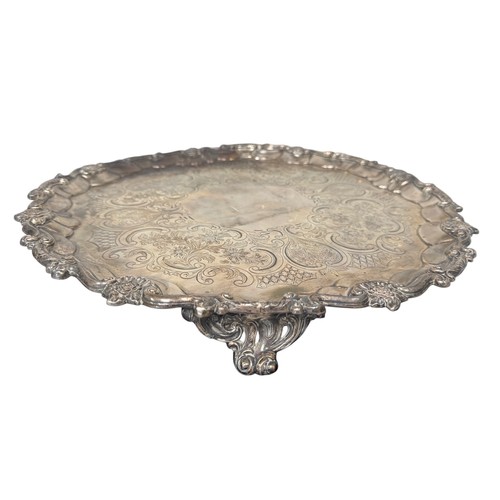 JOHN HUTSON, A LARGE 18TH CENTURY GEORGE III SILVER SALVER Hallmarked ...