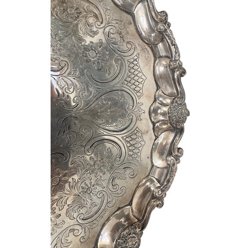 JOHN HUTSON, A LARGE 18TH CENTURY GEORGE III SILVER SALVER Hallmarked ...