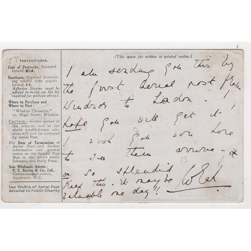1911 (Sep 16) First UK Aerial Post, green postcard flown from Windsor ...