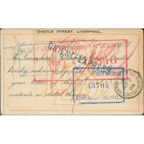 Orient Express. c.1890-1931 Covers and cards (13) and pieces (2), with ...