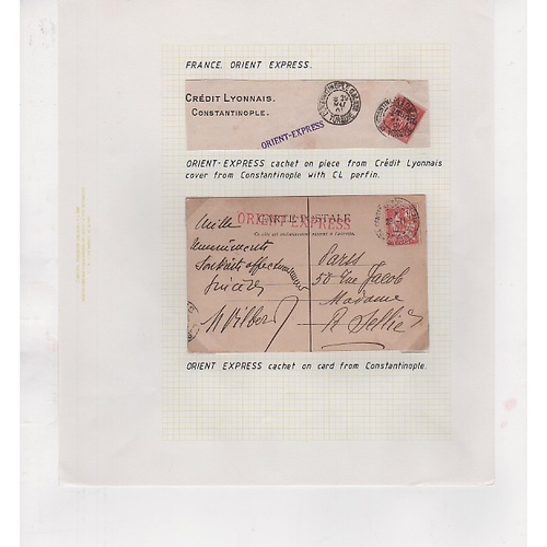 Orient Express. c.1890-1931 Covers and cards (13) and pieces (2), with ...