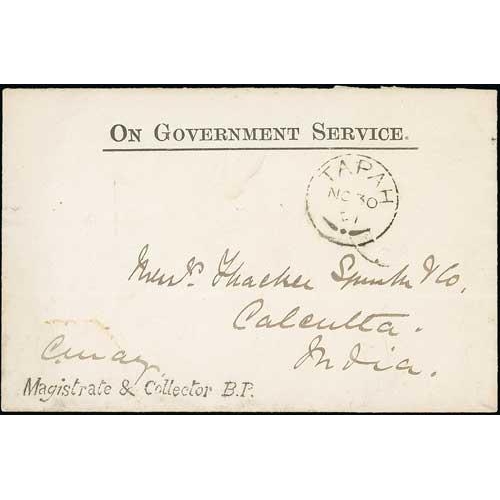 Official Mail. 1891 (Nov 30) Stampless "On Government Service" envelope ...
