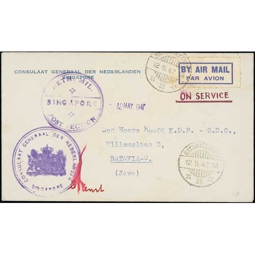 Netherlands Post Office Singapore. 1947 (May/June) Stampless covers ...